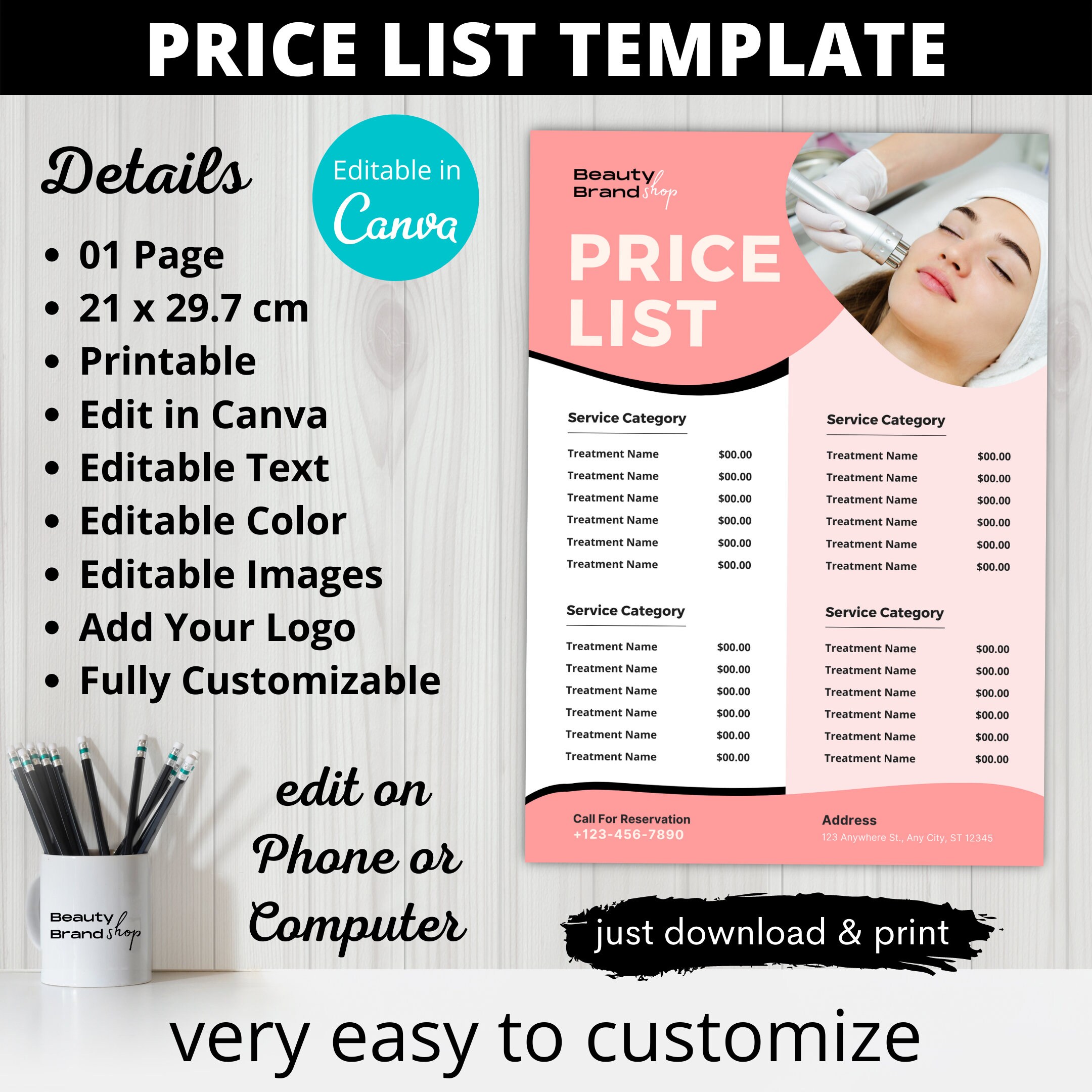 Editable Price List Template, Estheticians Beauty Spa Salons Price List ...