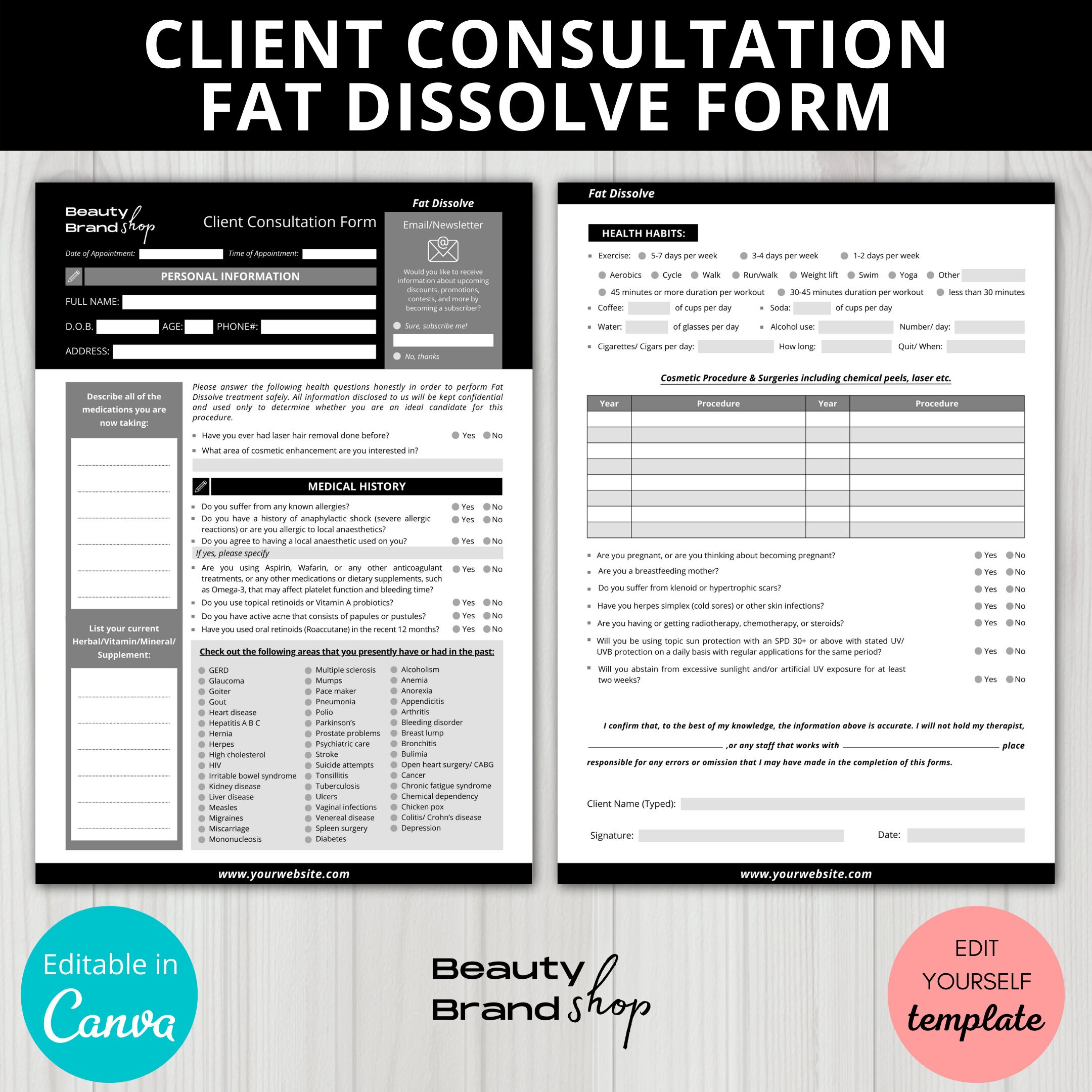 Client Consultation Form, Fat Dissolving Forms, Fat Dissolving Consent ...