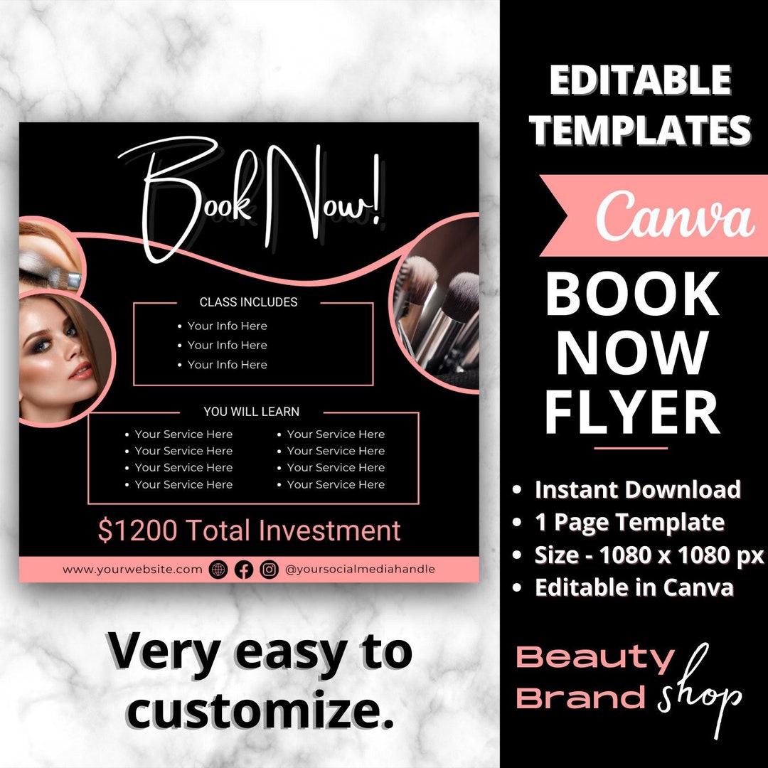 Booking or Looking Flyer, DIY Flyer Template, Hair Salon Appointment Flyer, Book Now Flyer ...