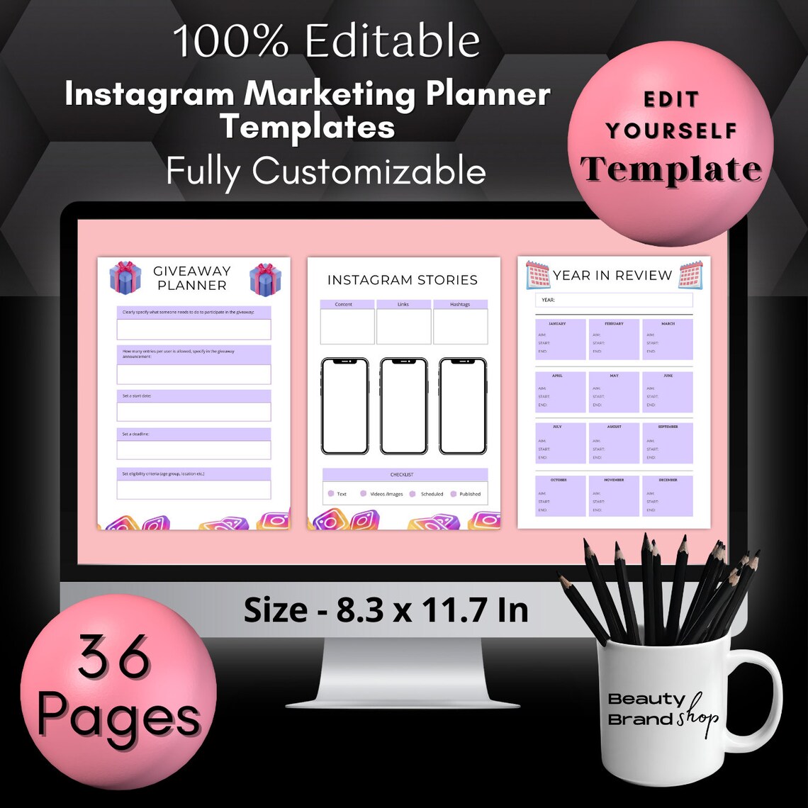 Instagram Marketing Content Planner, Instagram Marketing Planner ...