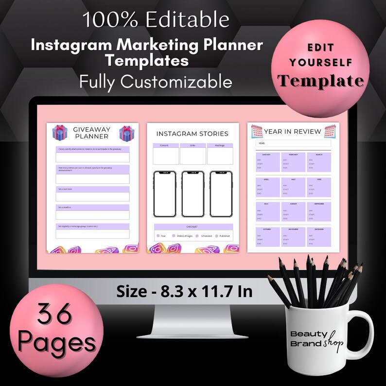 Instagram Marketing Content Planner, Instagram Marketing Planner ...