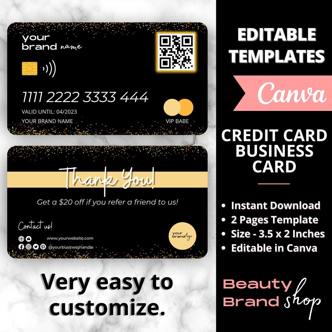Credit Card Styled Business Card, Business Card With QR Code, Credit ...
