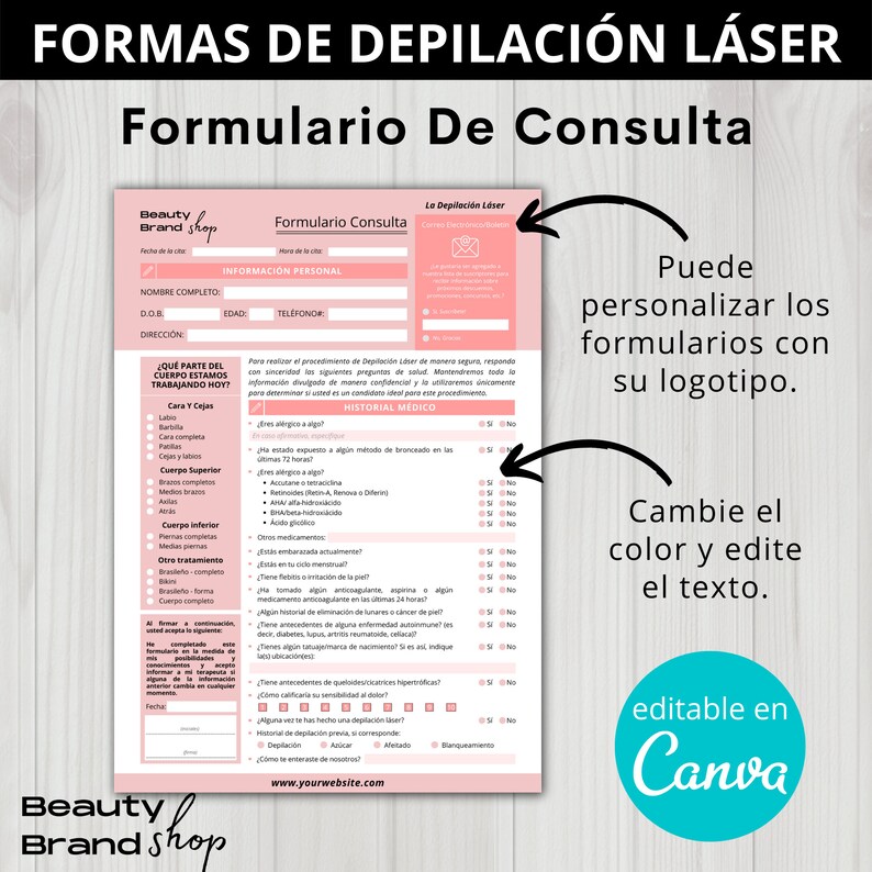 Spanish / Español Formularios De Depilación Láser, Formulario De ...