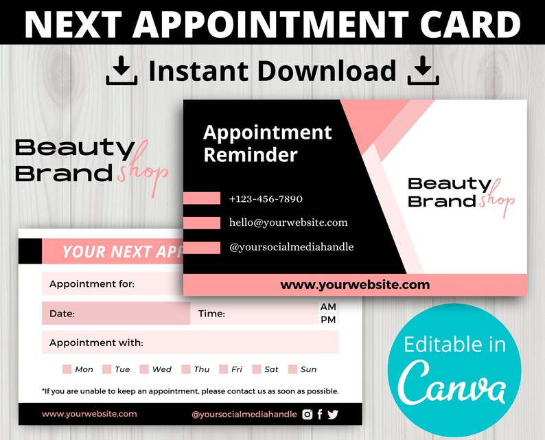 Printable Appointment Card Template Minimal Appointment Card - Etsy
