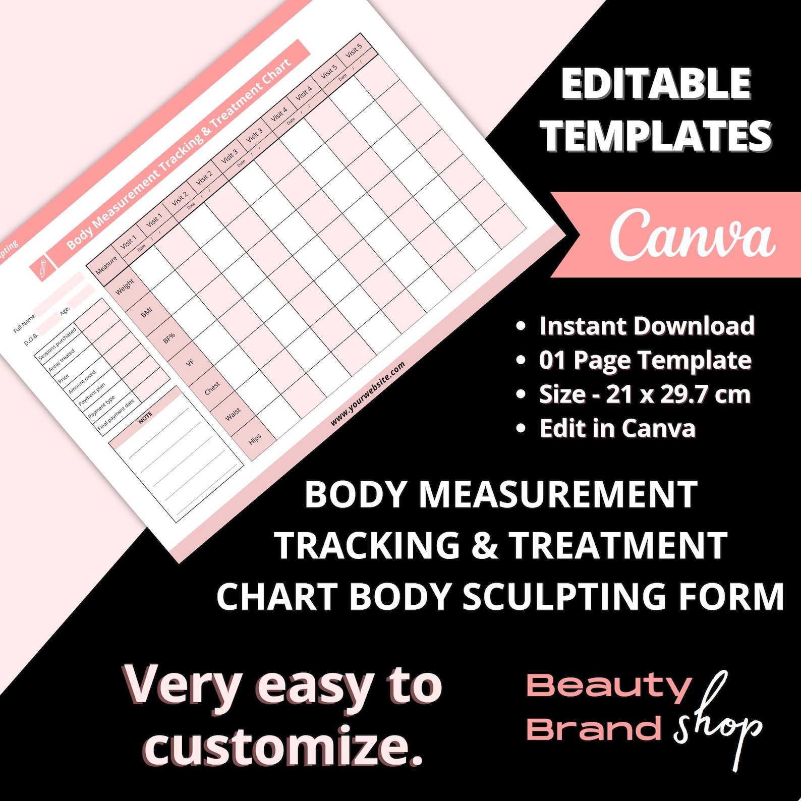 Editable Treatment Chart, Body Sculpting Forms, Body Contouring Consent ...