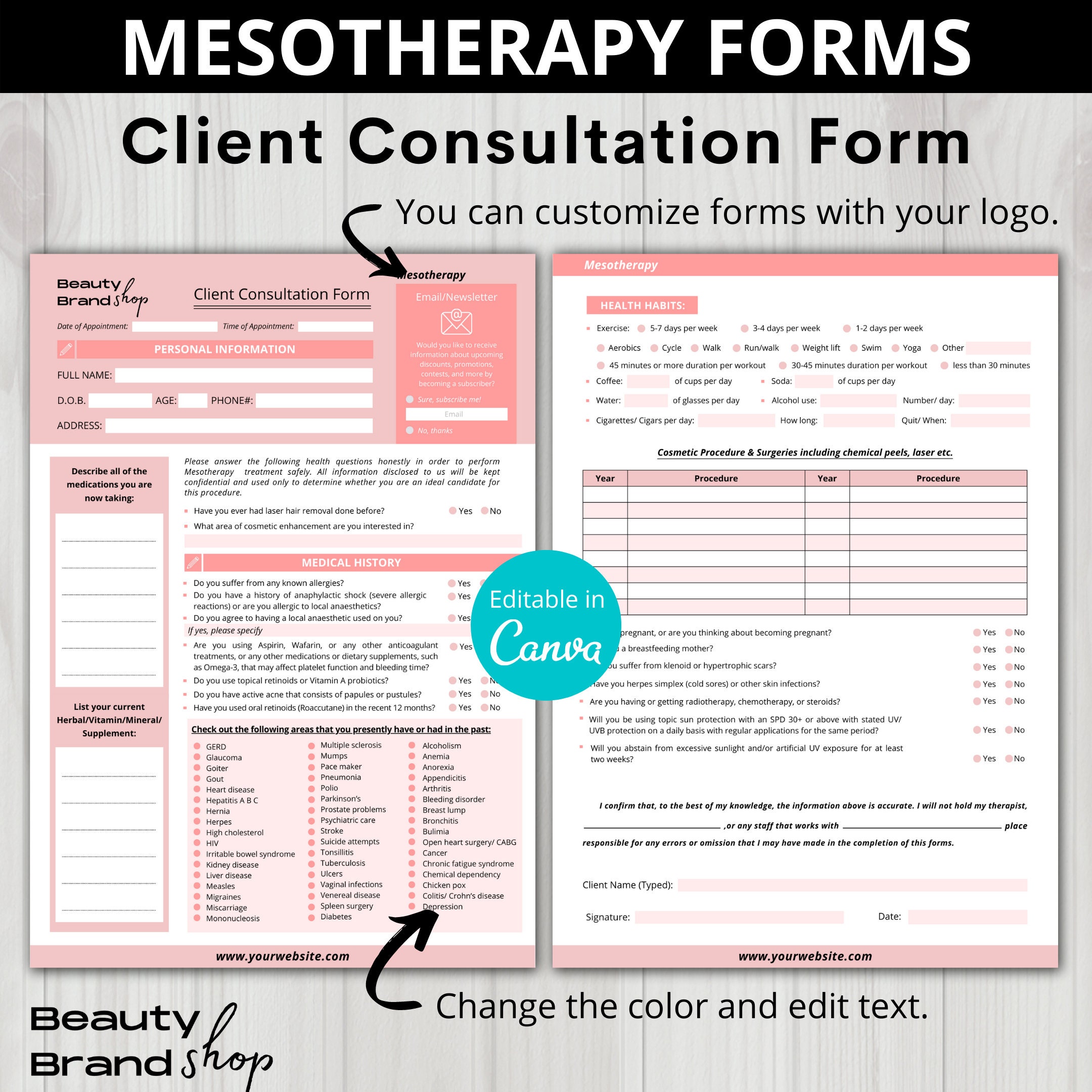 Mesotherapy Consent Forms Editable Lipotherapy/ Lipodissolve - Etsy