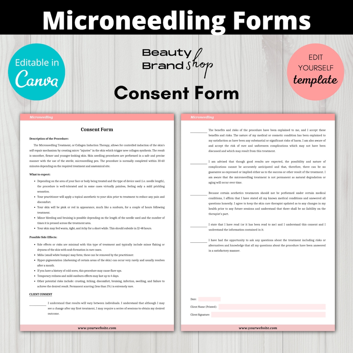Editable Microneedling Consent Forms Micro Needling Form - Etsy India