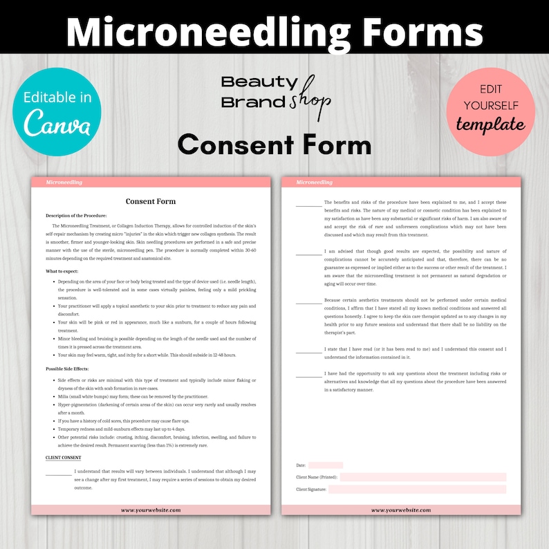 Editable Microneedling Consent Forms Micro Needling Form - Etsy