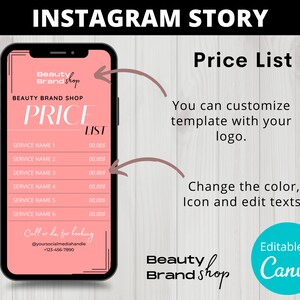 Editable Instagram Price List Template Instagram Story Price - Etsy
