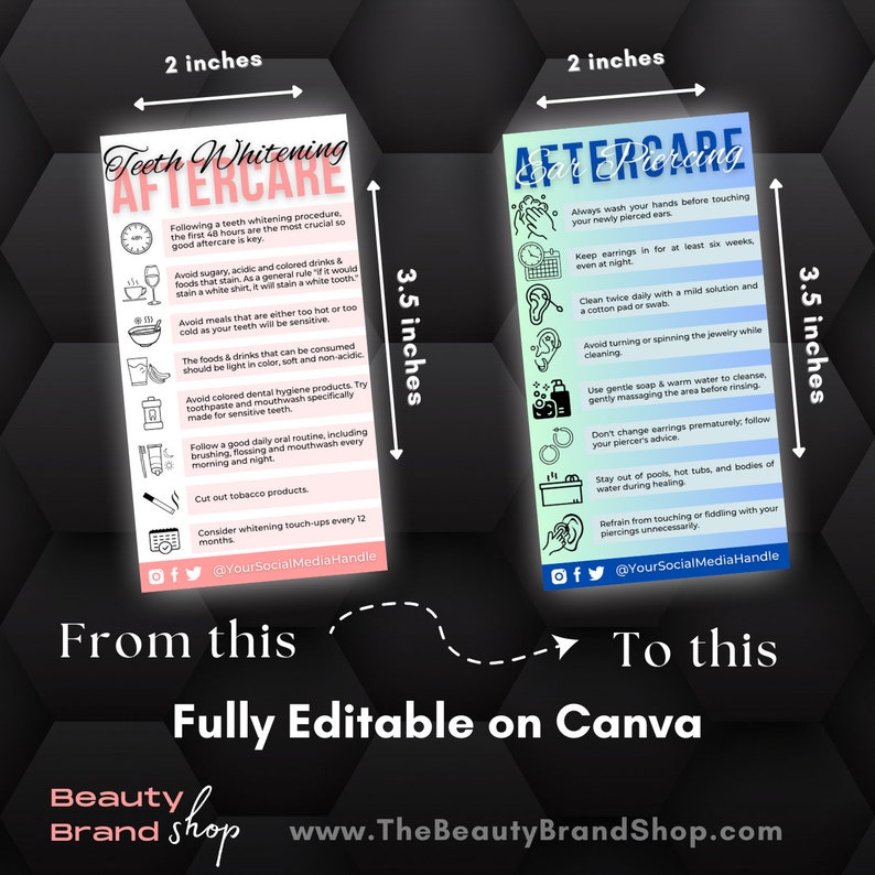 Editable Teeth Whitening Post Care Template, Printable Teeth Whitening ...