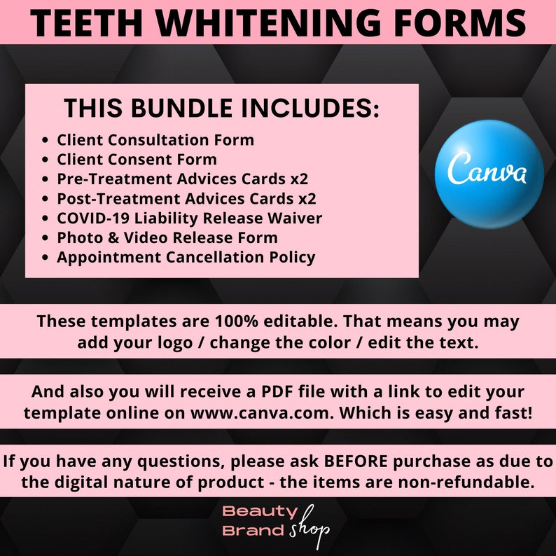 Editable Teeth Whitening Consent Form, Consent Form Template ...