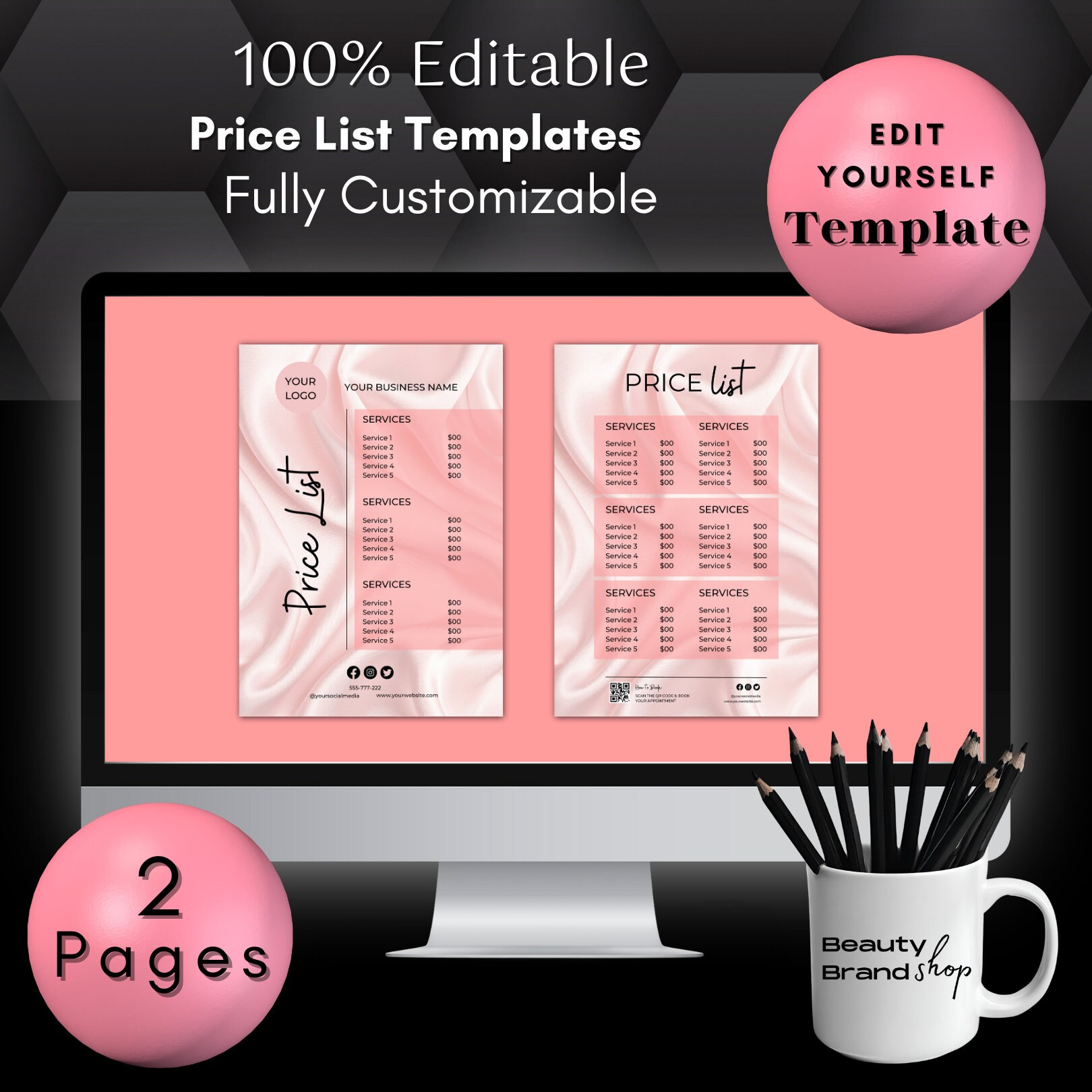 Stylish Price List Template for Makeup, Hair, Beauty, Spa, Lash ...