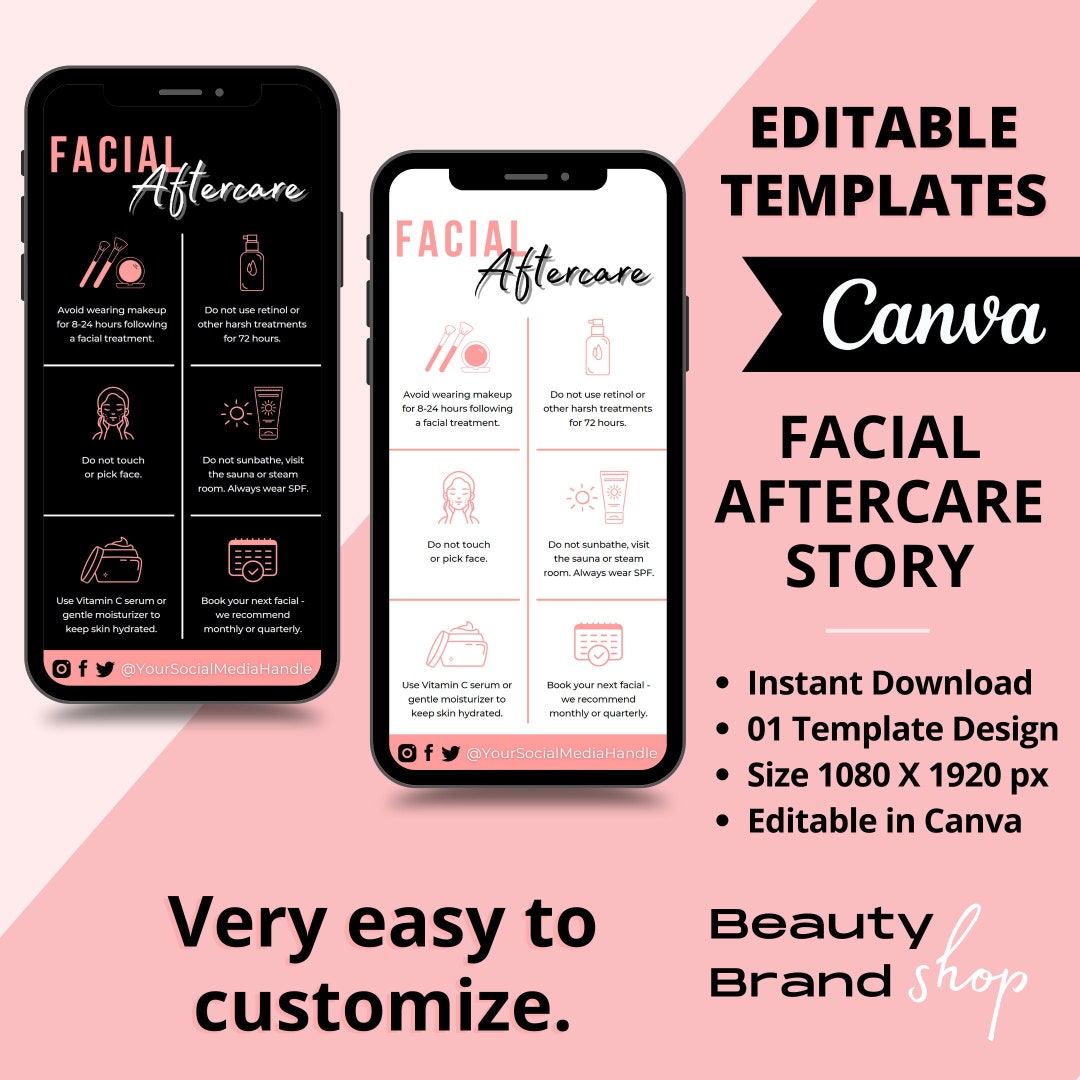 Facial Aftercare Story Facial Aftercare Template Facial - Etsy