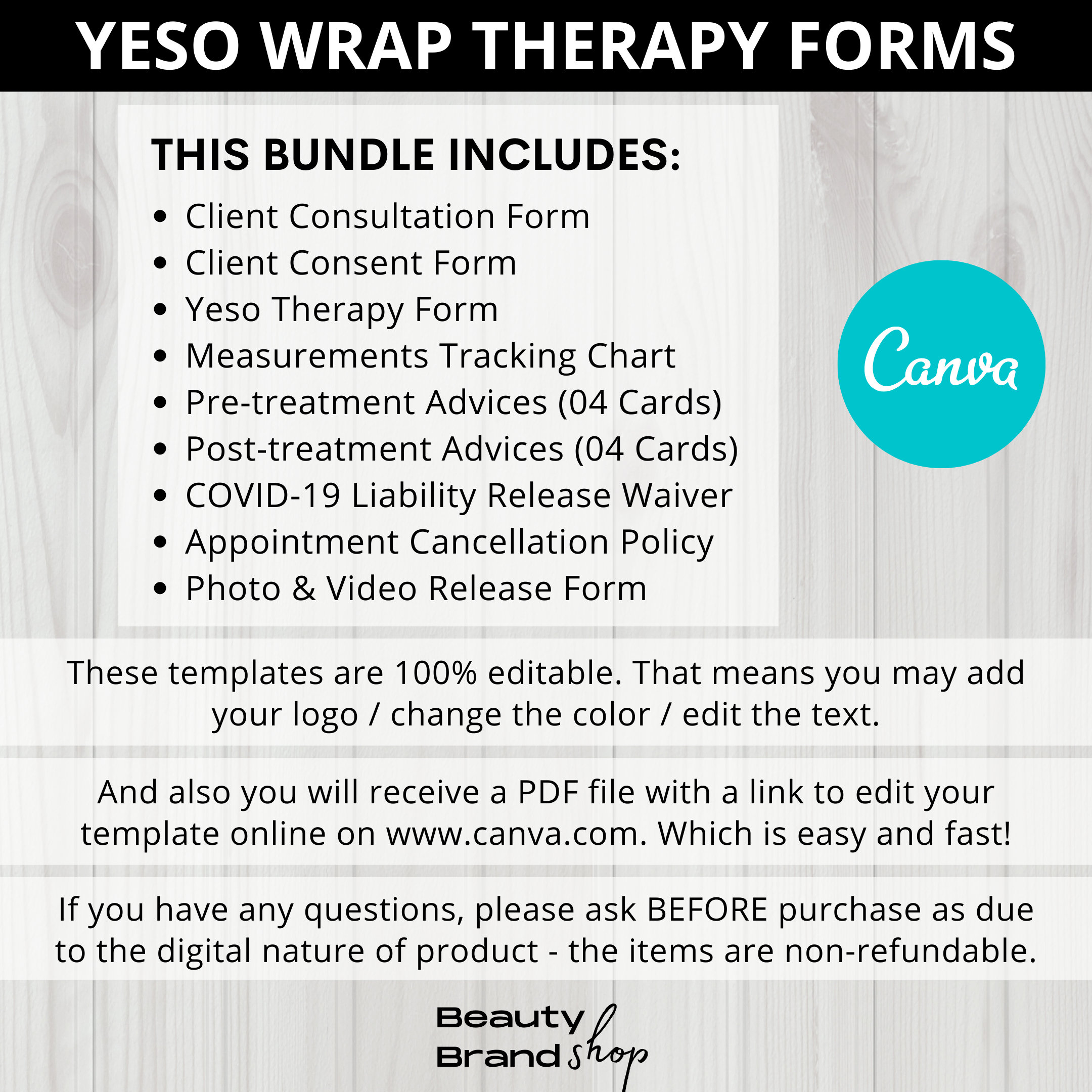Yeso Therapy Wrap Consent Form, Yeso Therapy Forms, Yesotherapy Wrap ...