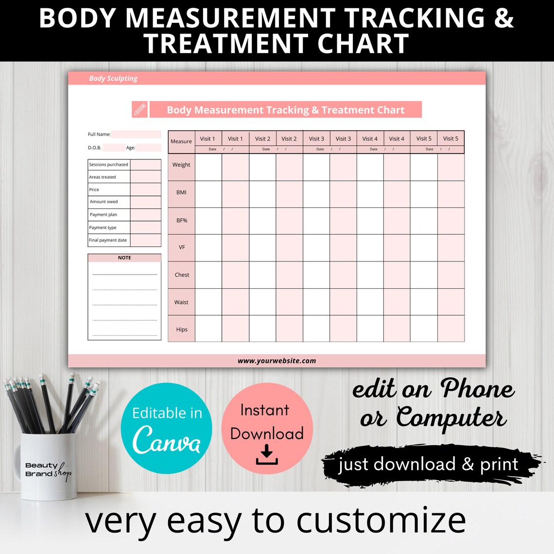 Editable Treatment Chart, Body Sculpting Forms, Body Contouring Consent ...