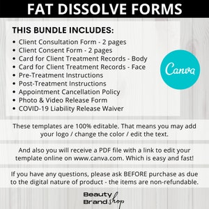 Fat Dissolving Consent Form, Editable Consultation Forms, Lipodissolve ...