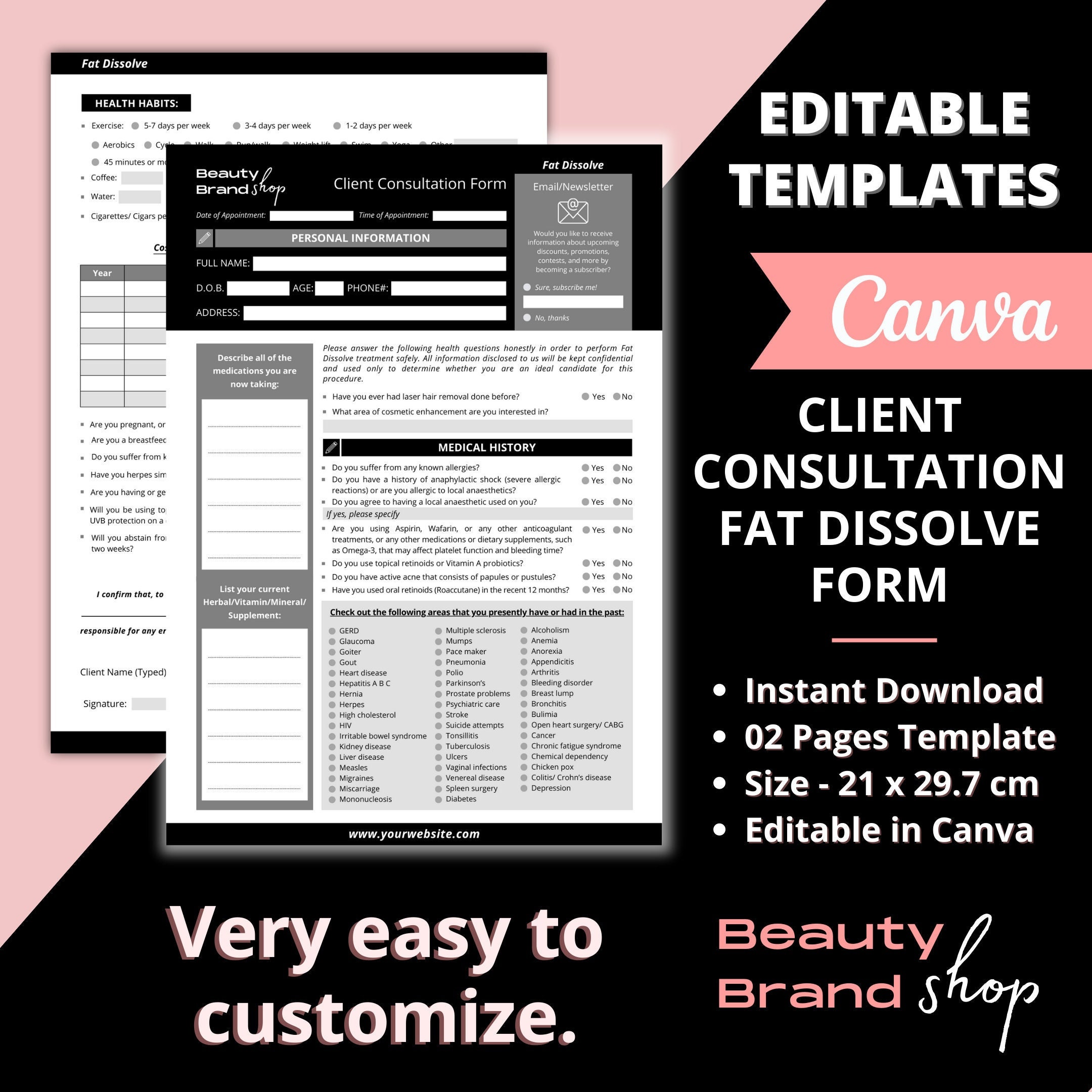 Client Consultation Form, Fat Dissolving Forms, Fat Dissolving Consent ...