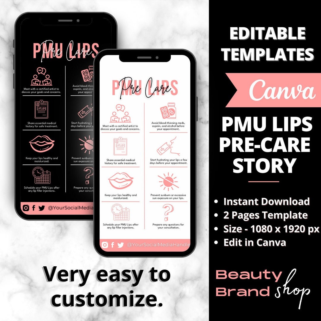PMU Lips Pre-care Story, DIY Pre-care PMU Card Instruction, Lip Tattoo ...