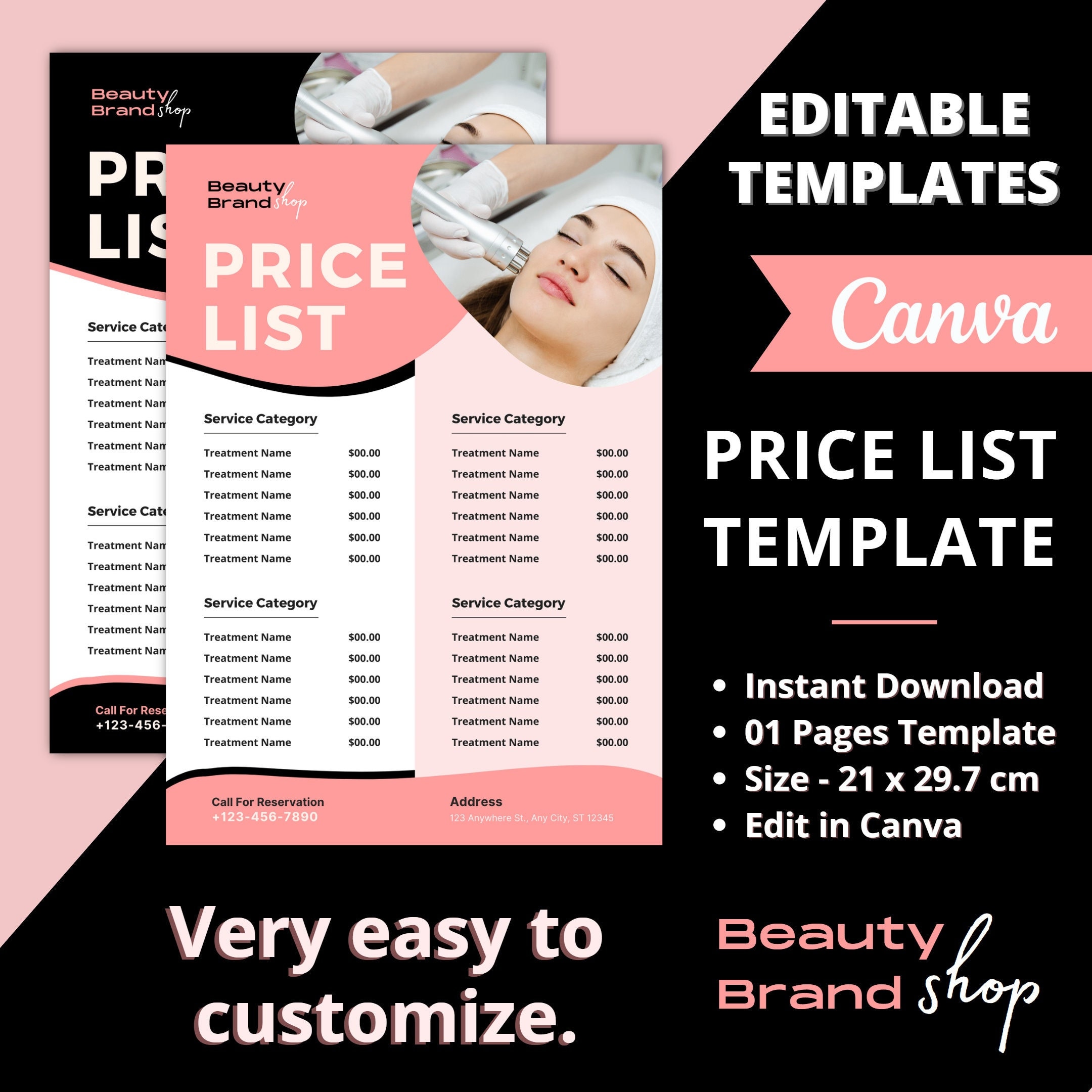 Editable Price List Template, Estheticians Beauty Spa Salons Price List ...
