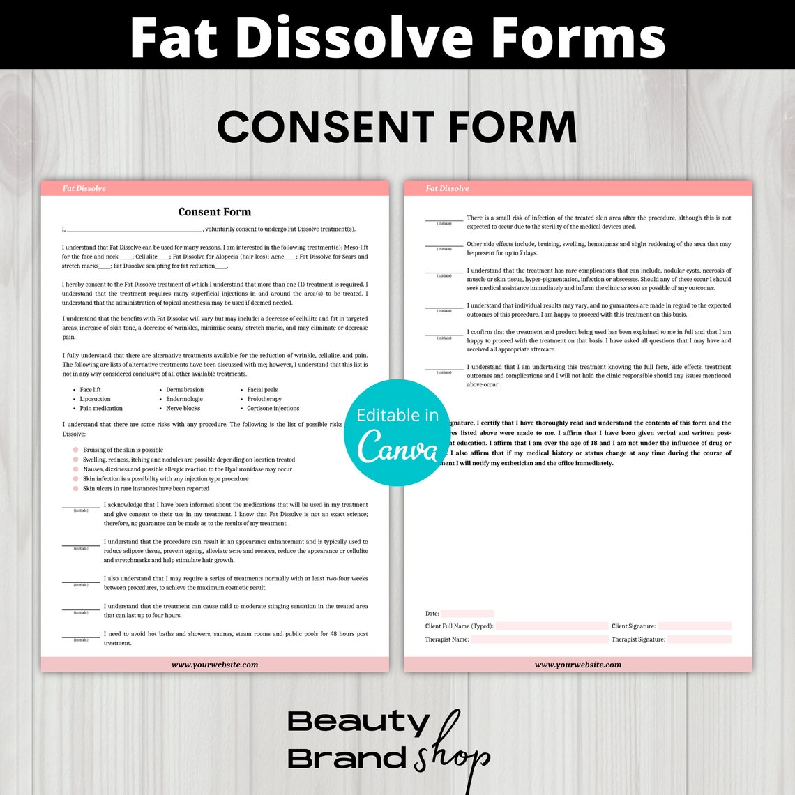 Consent Form Editable Fat Dissolving Forms Fat Dissolve - Etsy