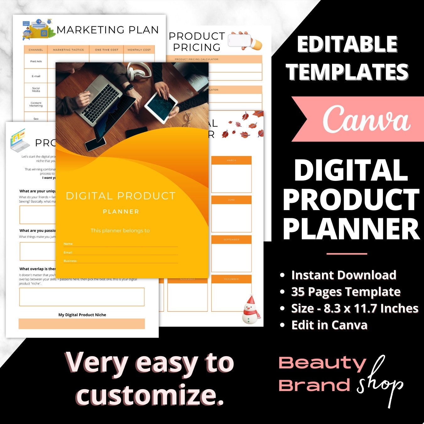 Digital Product Planner, Digital Business Planner, Product Template ...