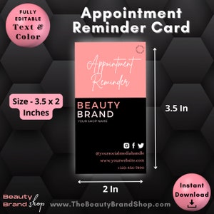 Appointment Reminder Card, Editable Reminder Card, Next Appointment ...