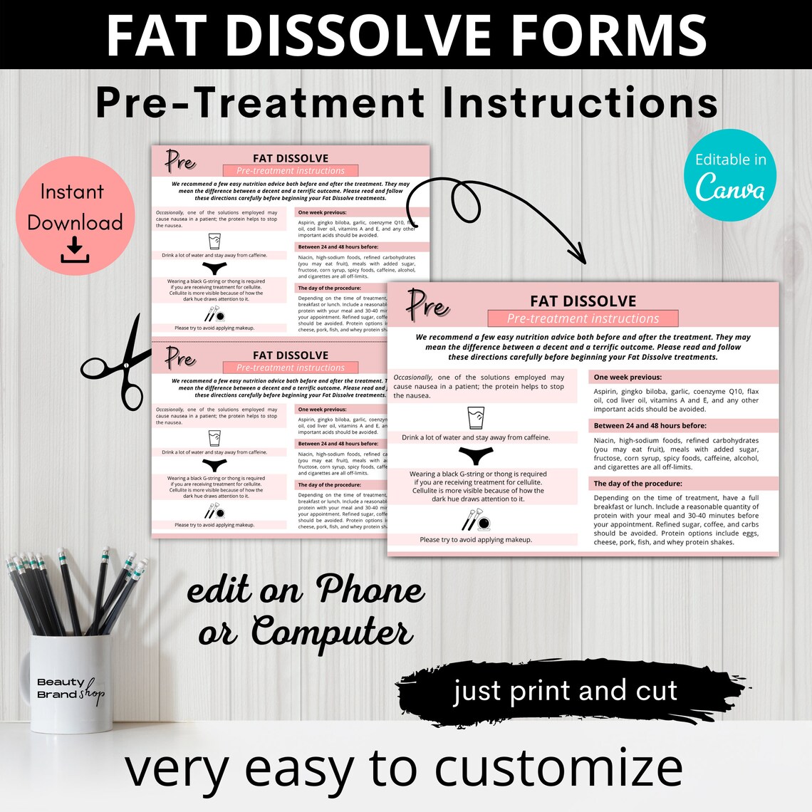 Fat Dissolving Consent Form, Editable Consultation Forms, Lipodissolve ...