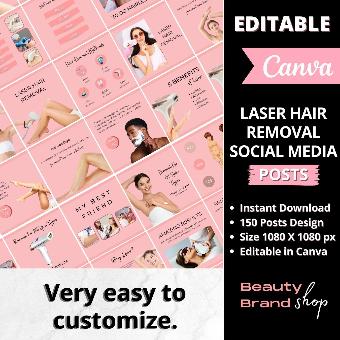 Laser Hair Removal Social Media Templates, Hair Removal Instagram Posts ...