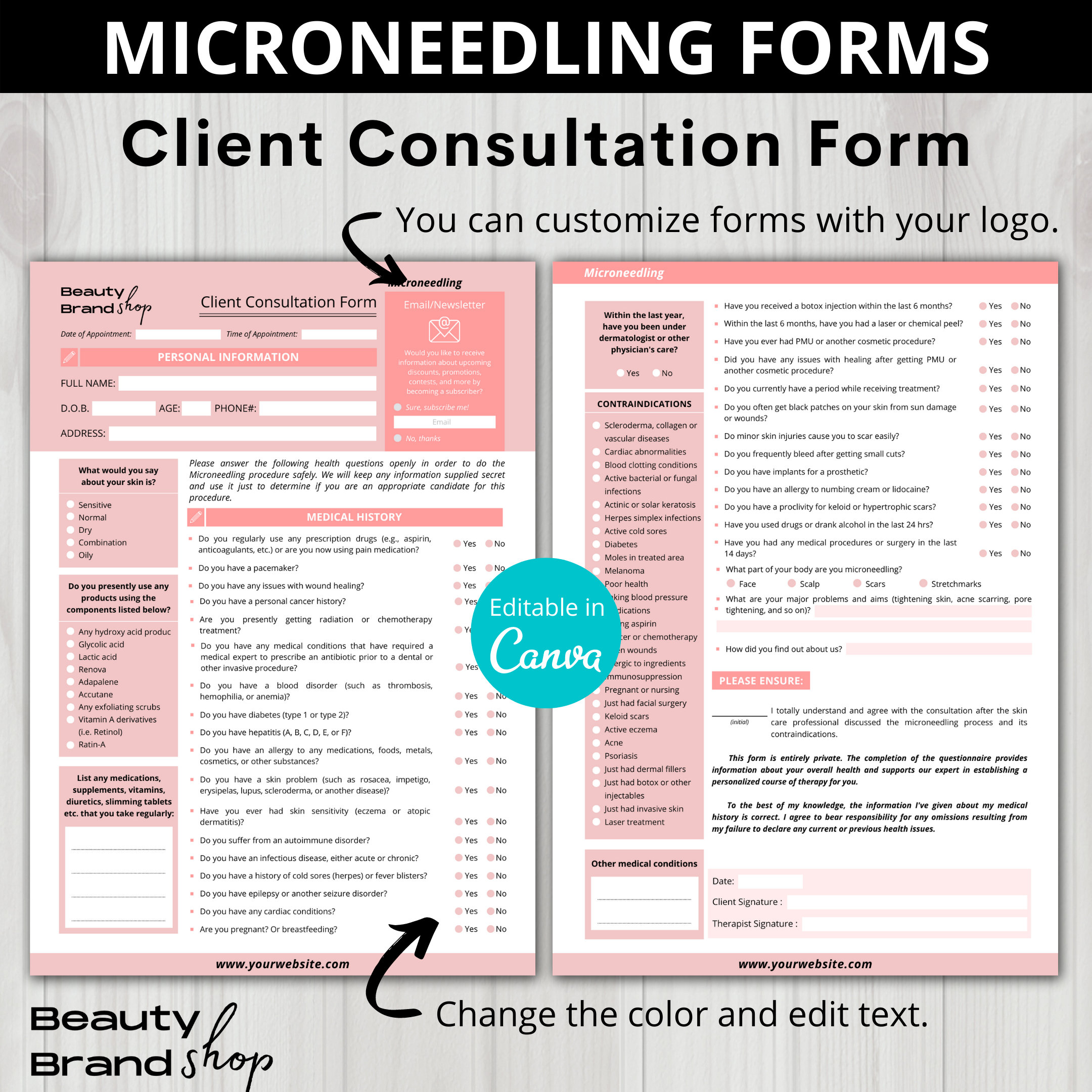 Editable Microneedling Consent Forms, Micro Needling Form Template ...