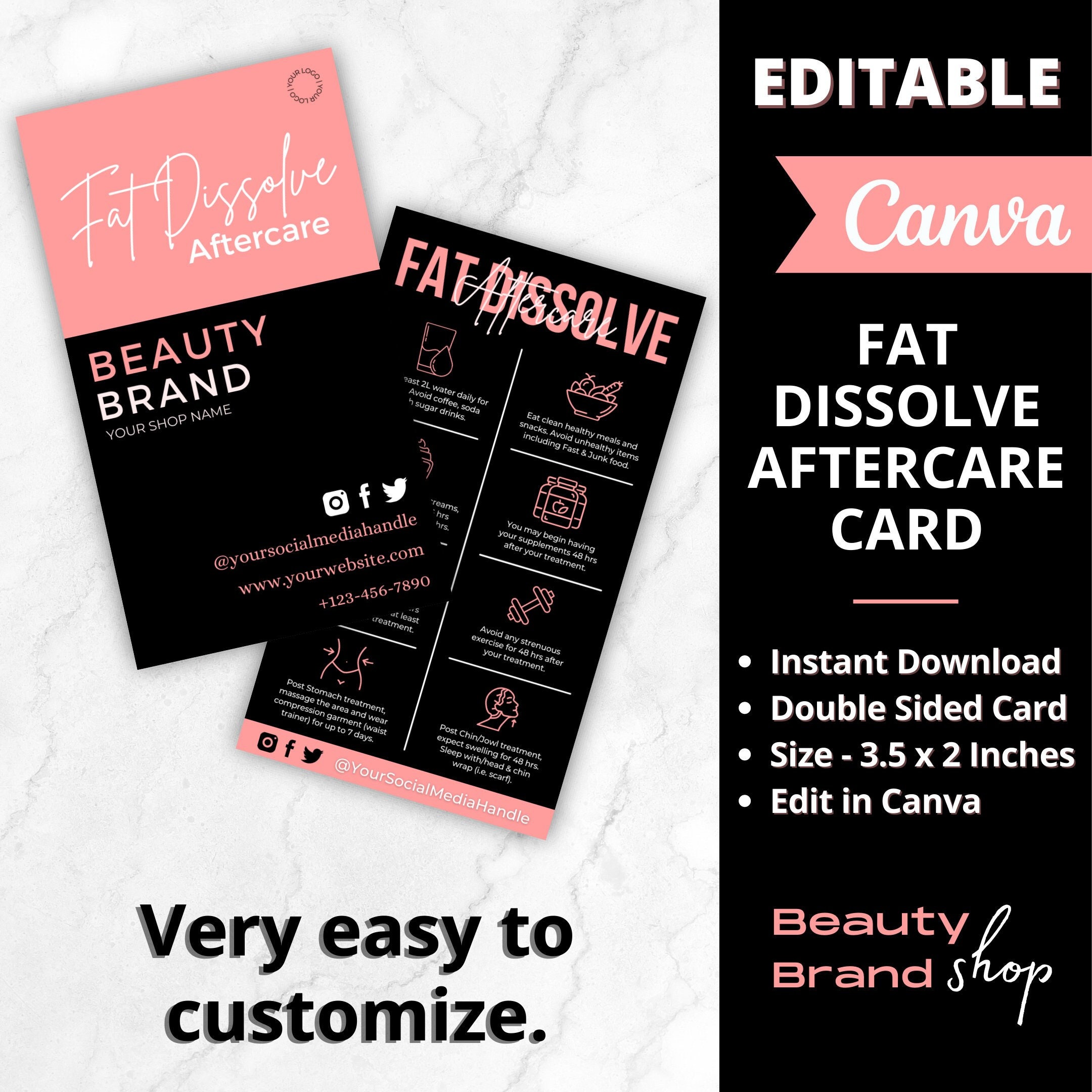 Editable Fat Dissolving Aftercare Card, Fat Dissolver Care, Injections ...