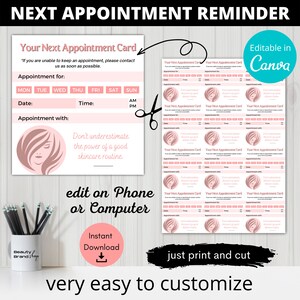 Editable Next Appointment Cards Printable Appointment - Etsy