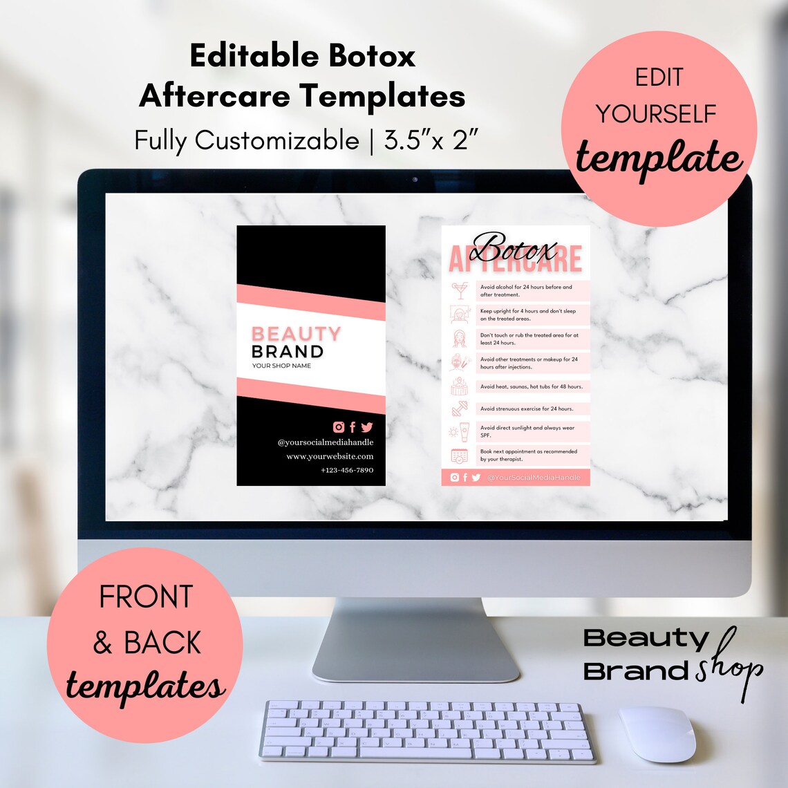 Editable Botox Aftercare Card, Printable Botox Post Care Instructions ...