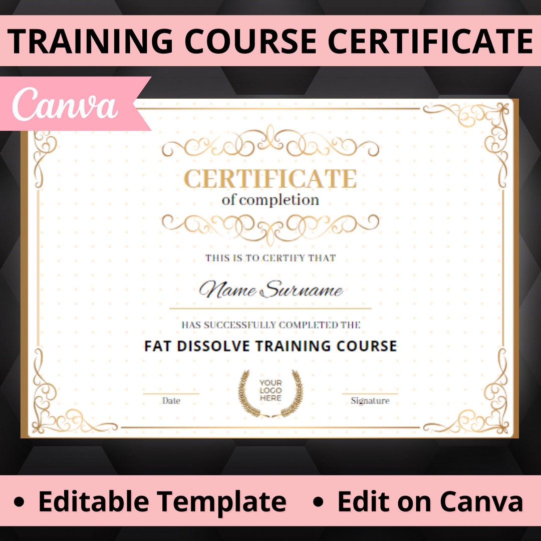 Editable Certificate of Completion, Printable Fat Dissolve Course ...