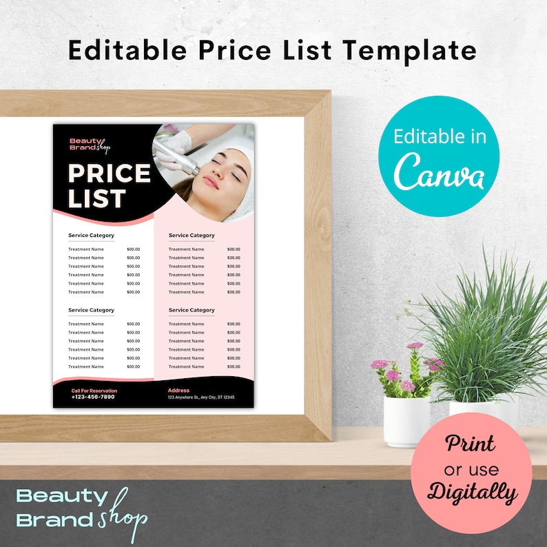 Editable Price List Template, Estheticians Beauty Spa Salons Price List ...