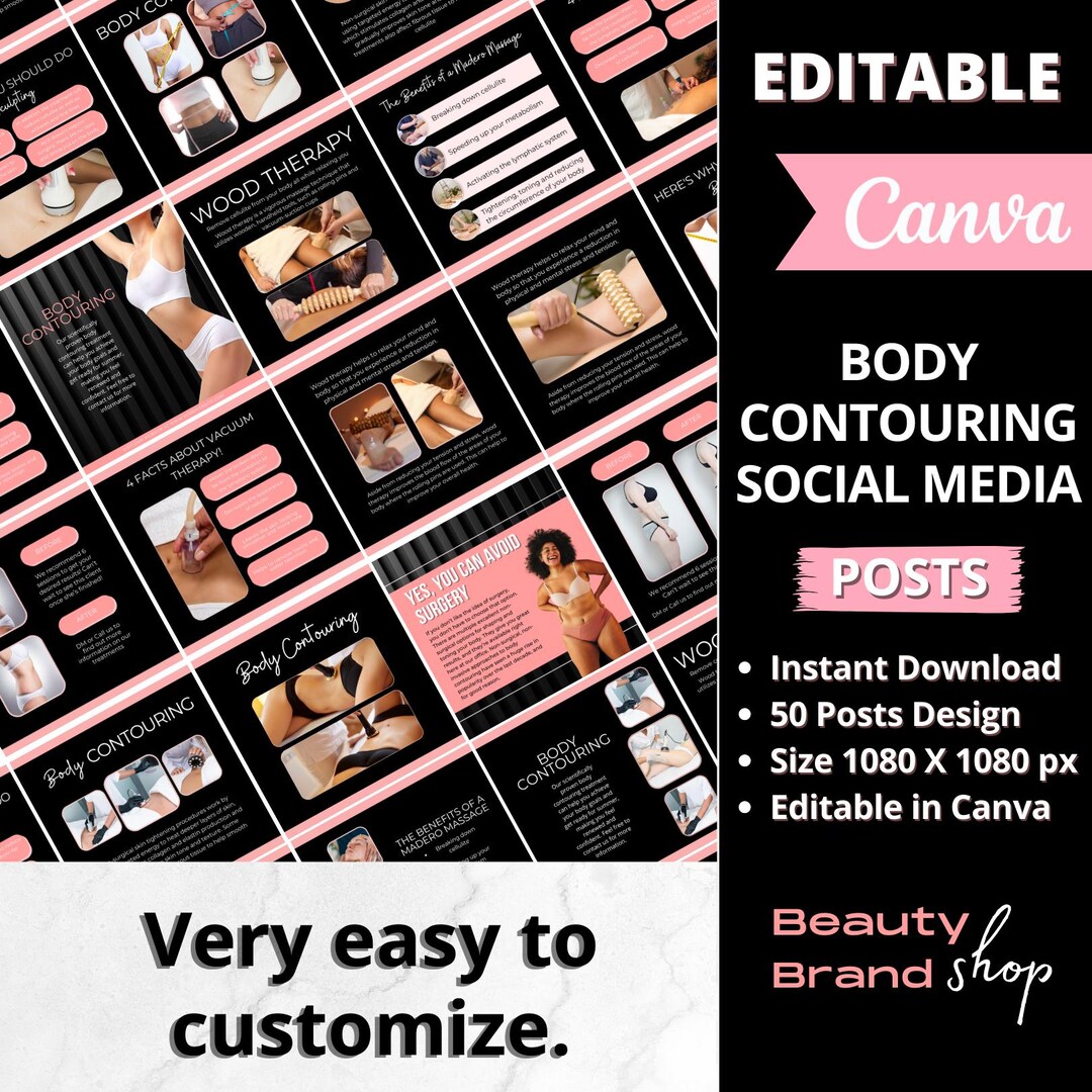Body Contouring Post Templates, DIY Flyer Black Design, Social Media ...