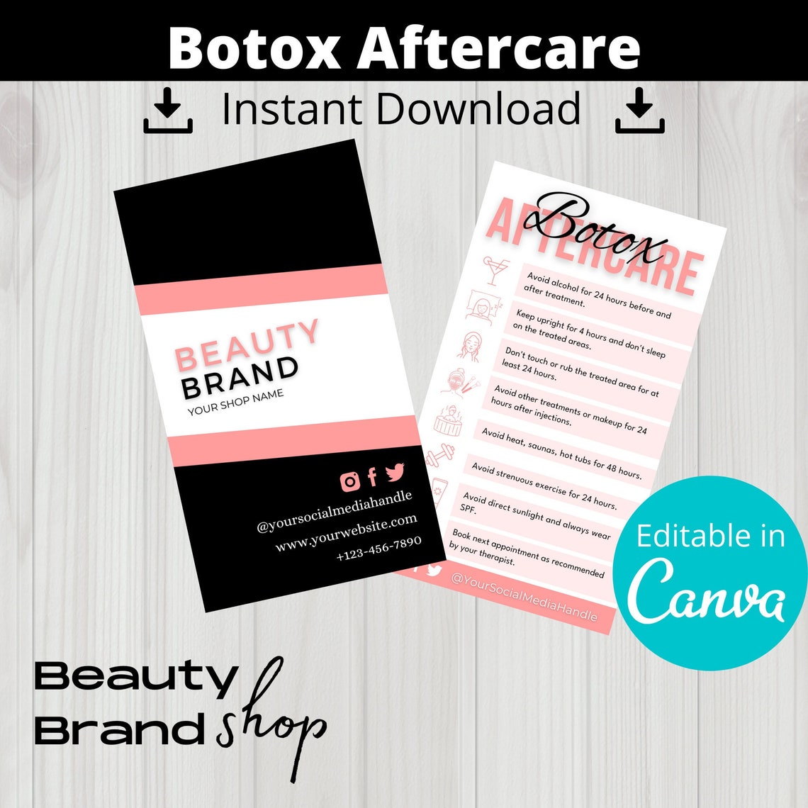 Editable Botox Aftercare Card Printable Botox Post Care | Etsy