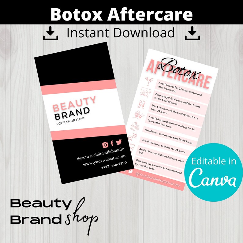 Editable Botox Aftercare Card Printable Botox Post Care - Etsy Ireland