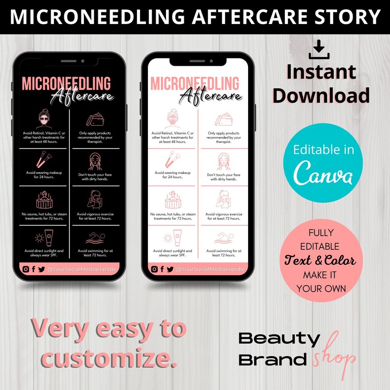 Microneedling Aftercare Story, Microneedling Aftercare Template, Micro ...