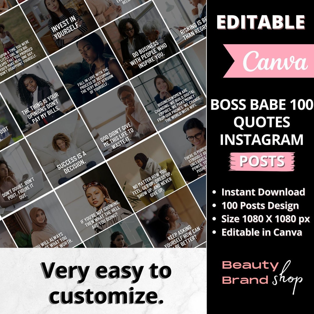 Boss Babe Instagram Templates, Boss Babe Instagram Quotes, Motivational ...