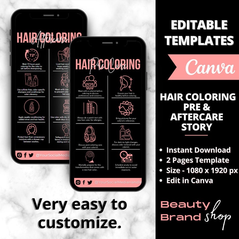 Hair Coloring Pre & Aftercare Story Template, Dyed Hair Aftercare ...