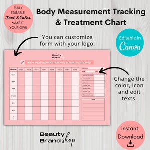 Body Sculpting Body Measurement Form, Treatment Chart, Body Measurement ...