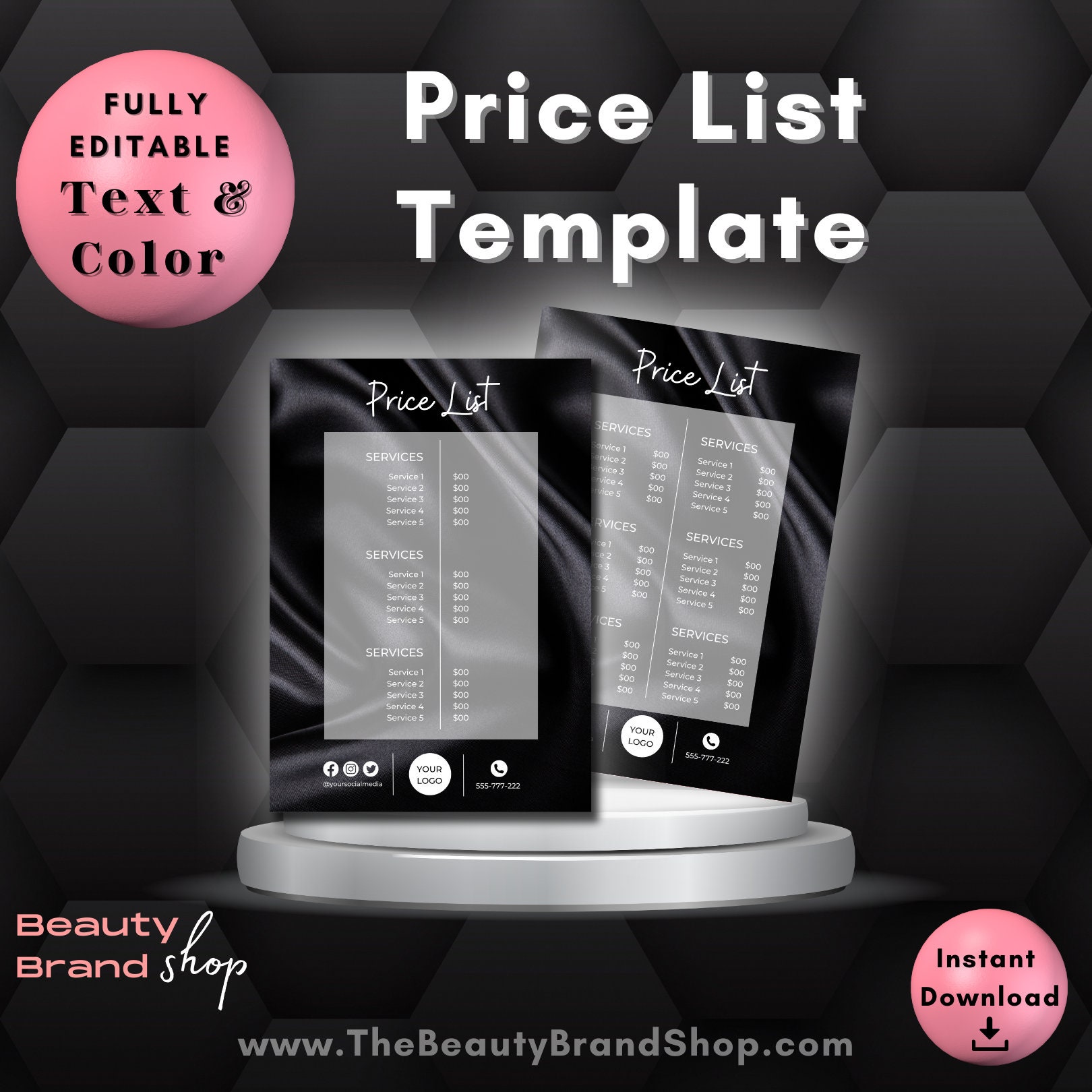 Stylish Price List Template for Makeup, Hair, Beauty, Spa, Lash ...