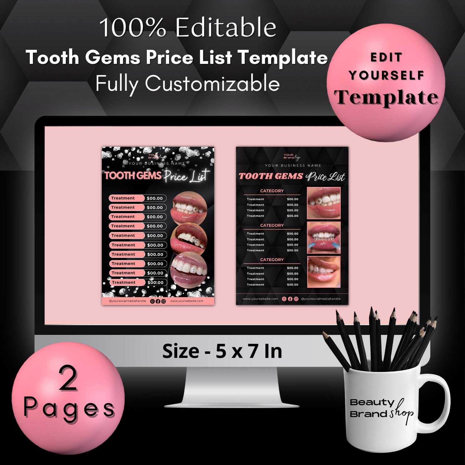 Tooth Gems Price Lists, Tooth Gem Instagram Template, Tooth Jewelry ...