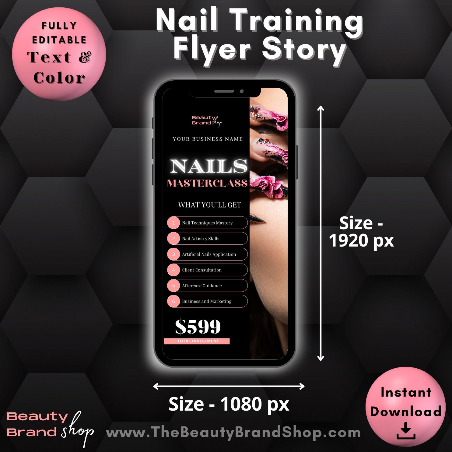 Nail Class Flyer Story, Flyer Template Design, Nail Training Flyer ...