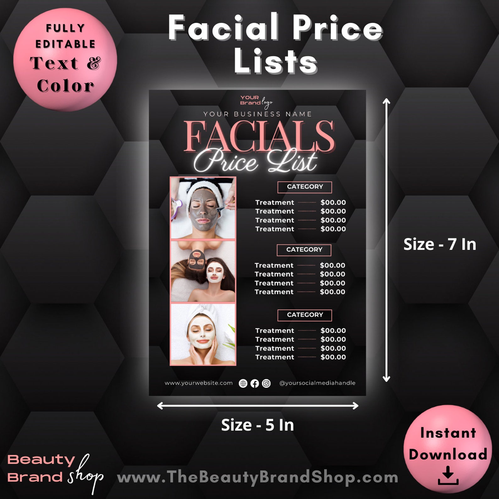 Facials Price List, Beauty Salon Flyer Pricelist Template, Price Menu ...