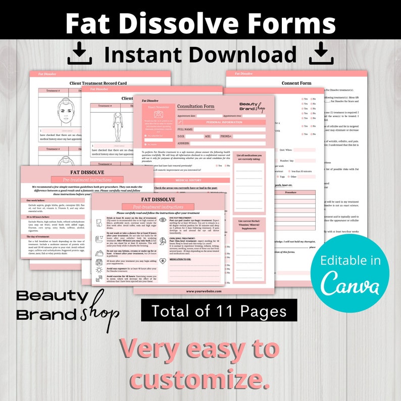 Fat Dissolving Consent Form Editable Consultation Forms - Etsy UK