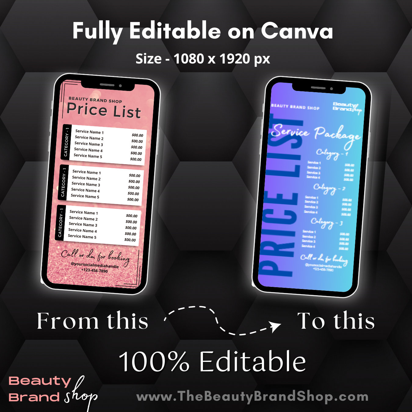 Instagram Price List Template for Story Highlights, IG Stories Price ...