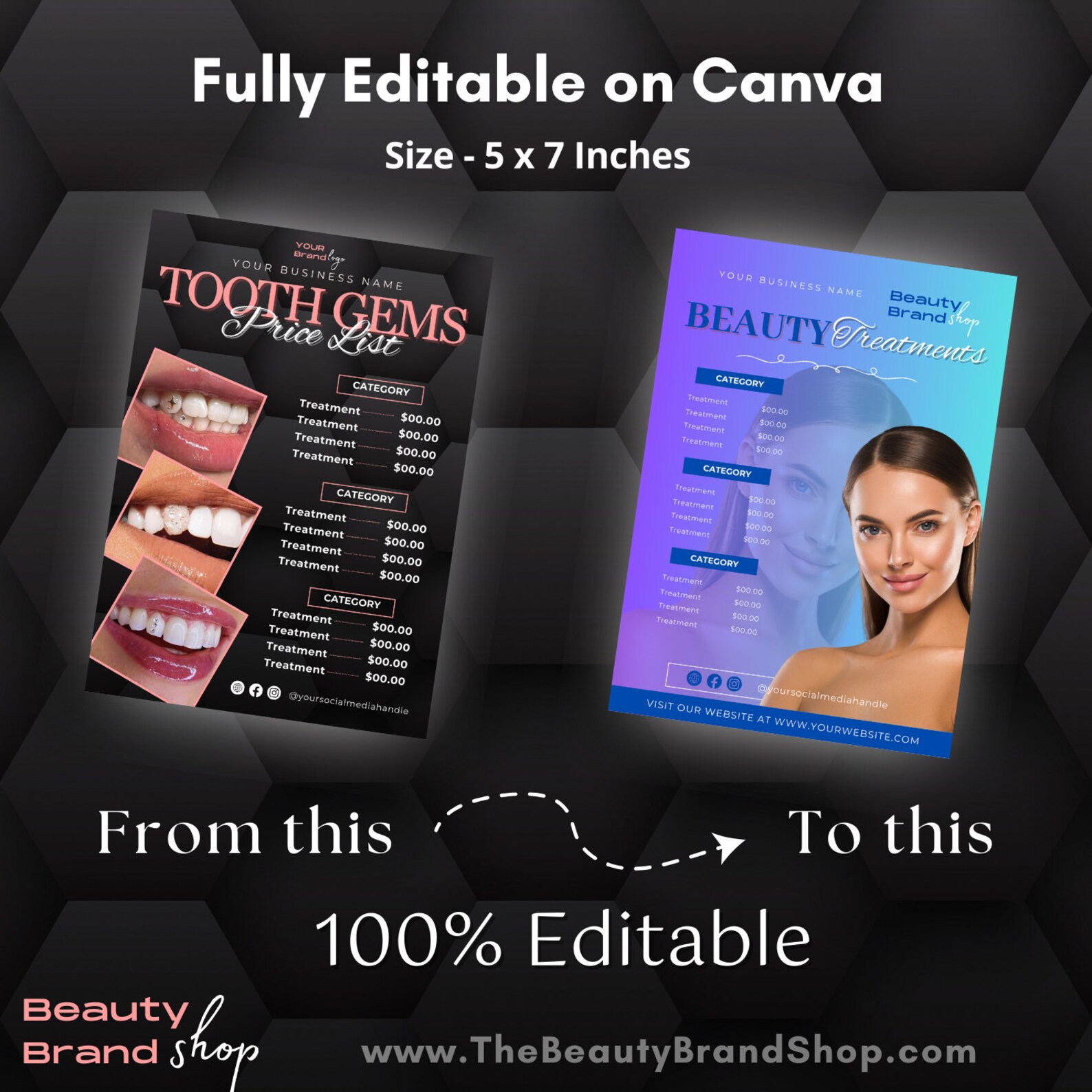 Tooth Gems Price Lists, Tooth Gem Instagram Template, Tooth Jewelry ...