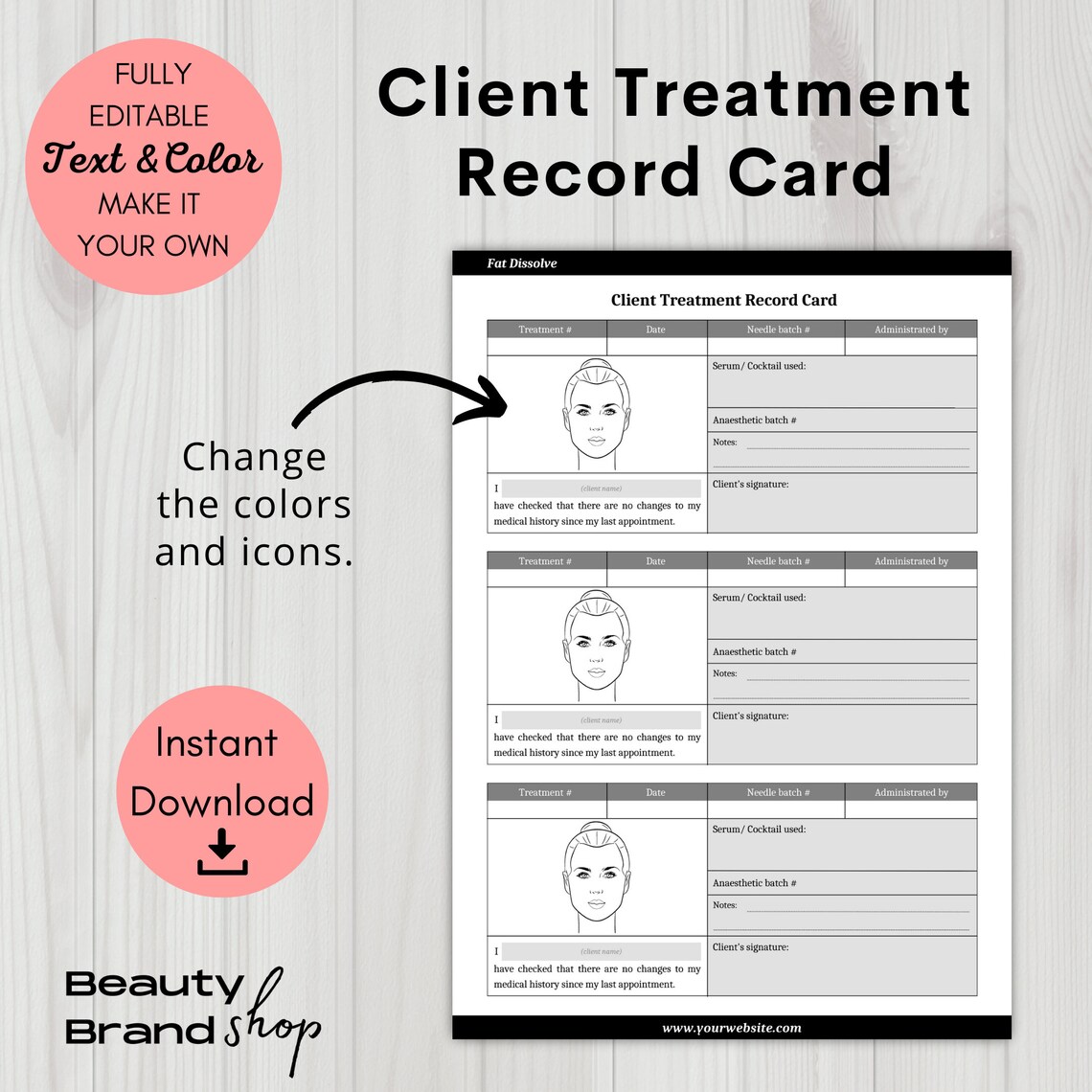 Fat Dissolving Client Record Form Fat Dissolve Forms Client - Etsy