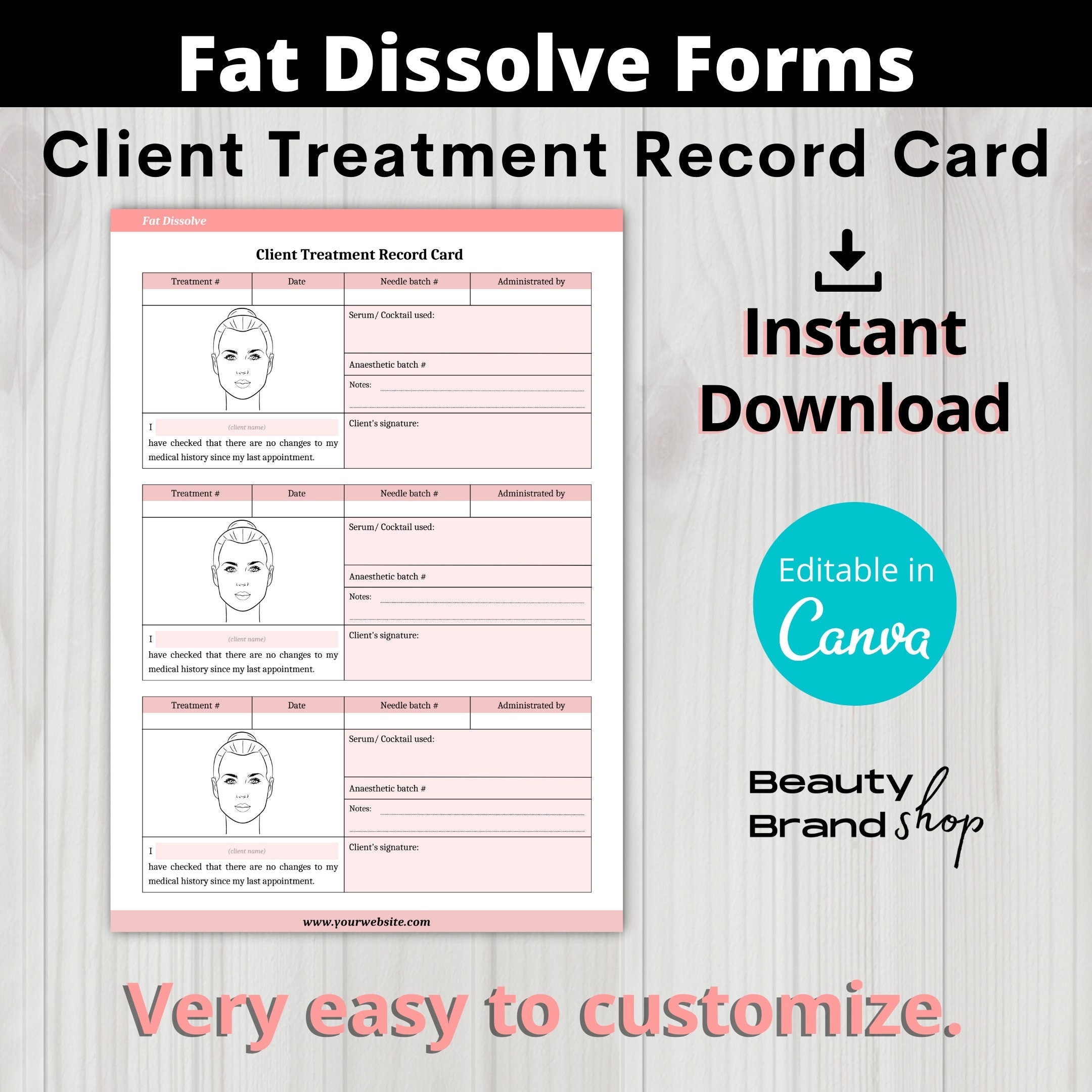 Client Record Form Editable Fat Dissolve Forms Client - Etsy Canada